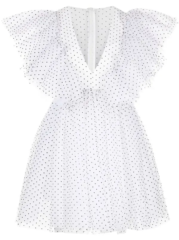 MACGRAW Tabetha Micro-dot Print Flared Dress - White