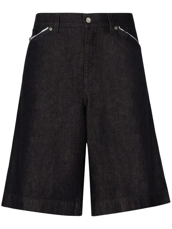 Dolce & Gabbana Logo-plaque Denim Bermuda Shorts