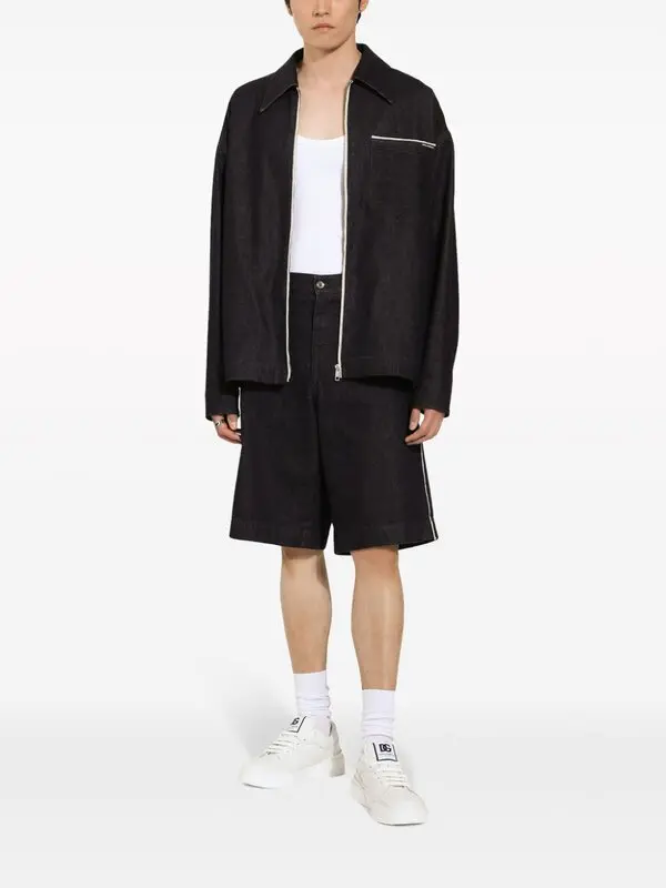 Dolce & Gabbana Logo-plaque Denim Bermuda Shorts