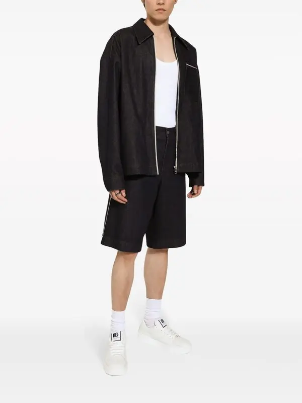 Dolce & Gabbana Logo-plaque Denim Bermuda Shorts