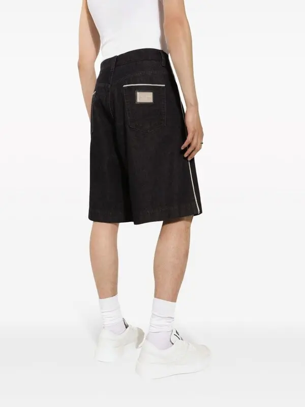 Dolce & Gabbana Logo-plaque Denim Bermuda Shorts