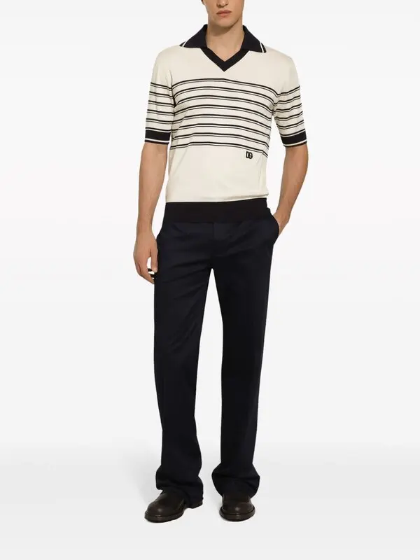 Dolce & Gabbana Striped Logo-embroidered Polo Shirt