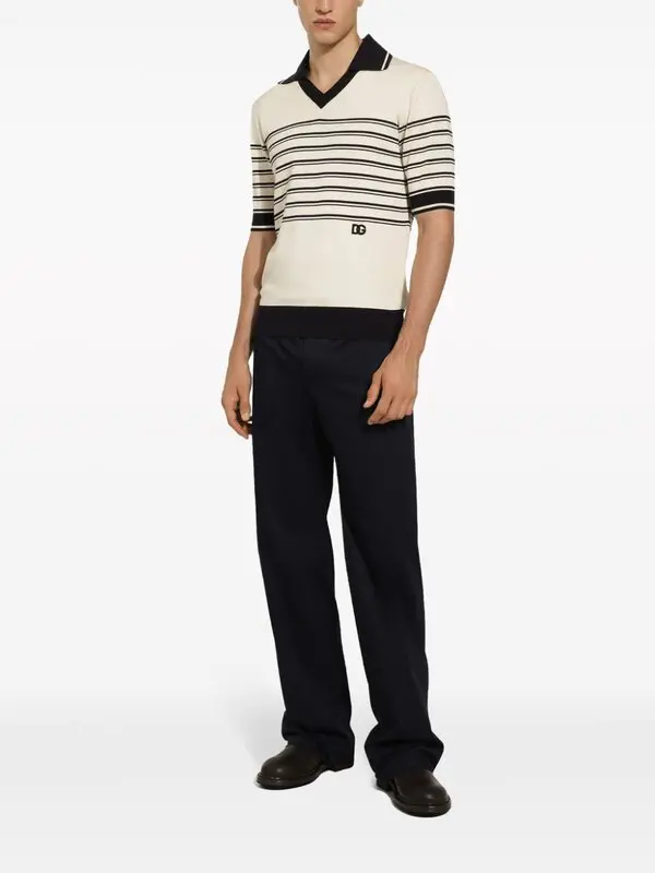 Dolce & Gabbana Striped Logo-embroidered Polo Shirt