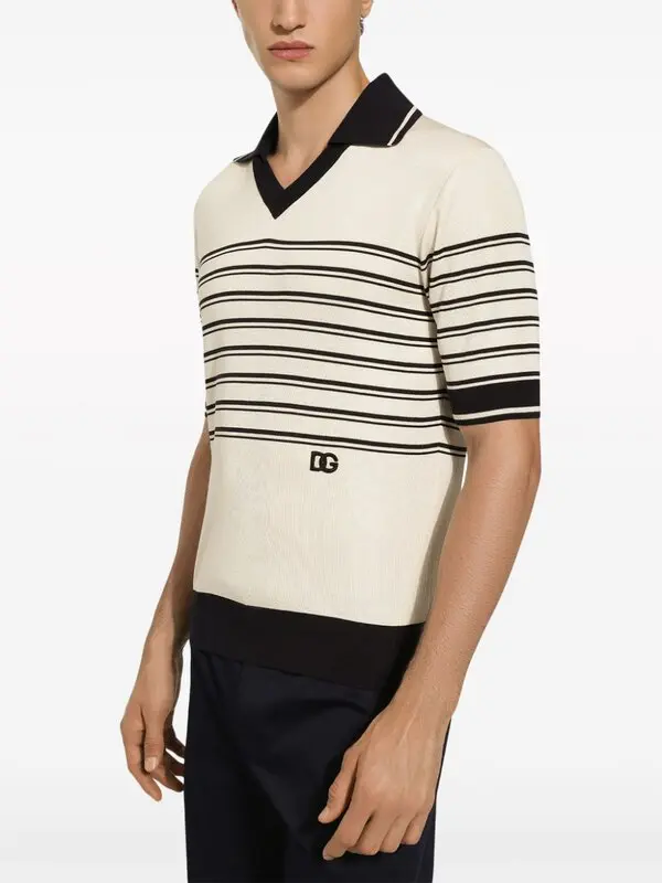 Dolce & Gabbana Striped Logo-embroidered Polo Shirt