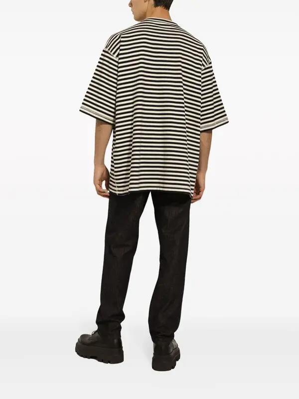 Dolce & Gabbana Logo-embroidered Striped T-shirt - Black