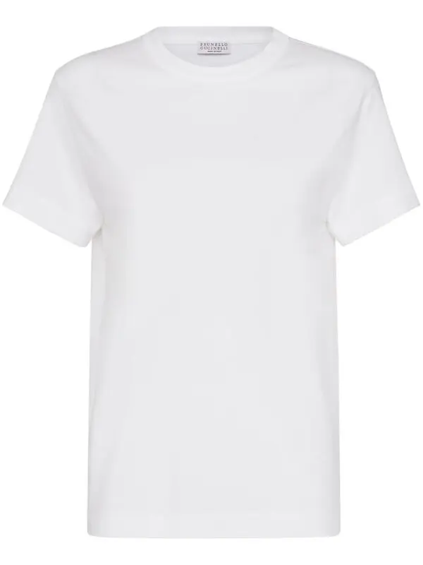 Brunello Cucinelli Monili-trimmed Cotton T-shirt - White