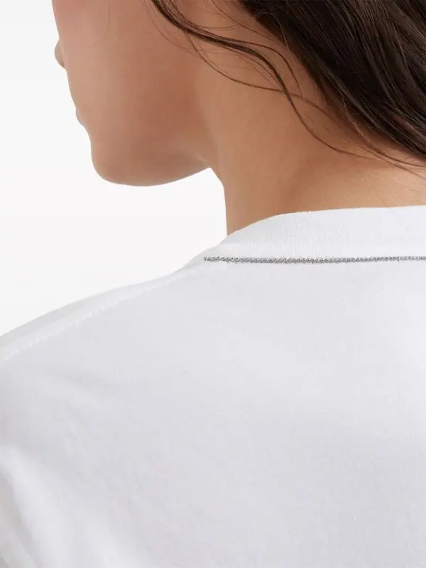 Brunello Cucinelli Monili-trimmed Cotton T-shirt - White