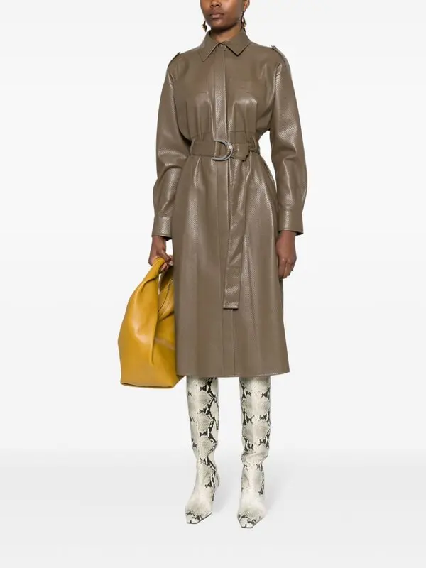 Boss Perforated Faux Leather Shirt Dress With Belt In Brown - 71% Off |  Editorialist