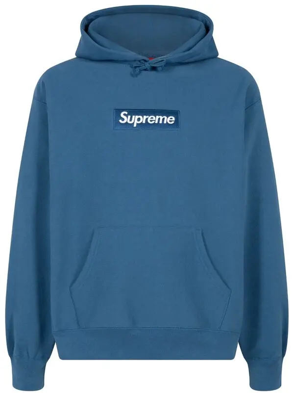 Supreme Box Logo Cotton Hoodie - Blue | Editorialist