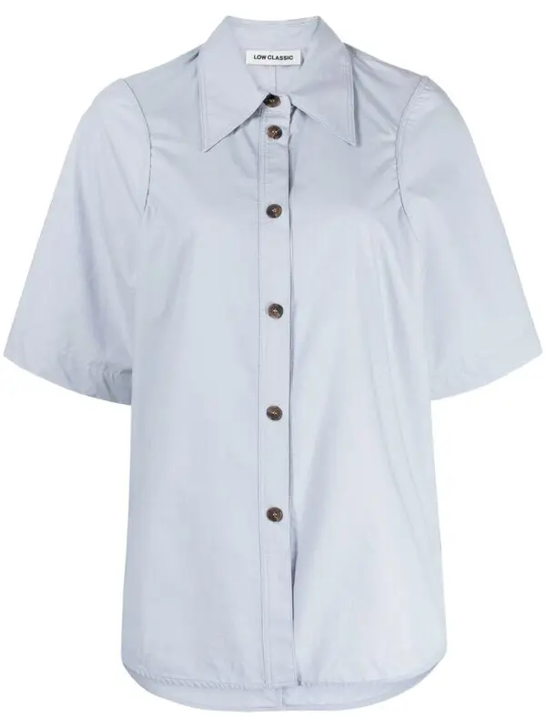 LOW CLASSIC Pointed-collar Cotton Shirt - Blue