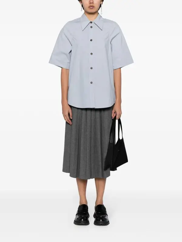 LOW CLASSIC Pointed-collar Cotton Shirt - Blue