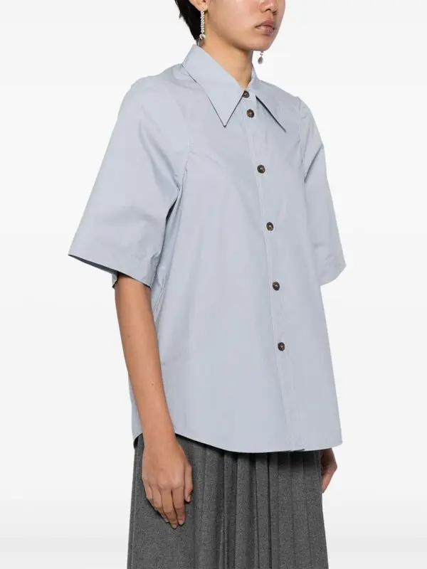 LOW CLASSIC Pointed-collar Cotton Shirt - Blue