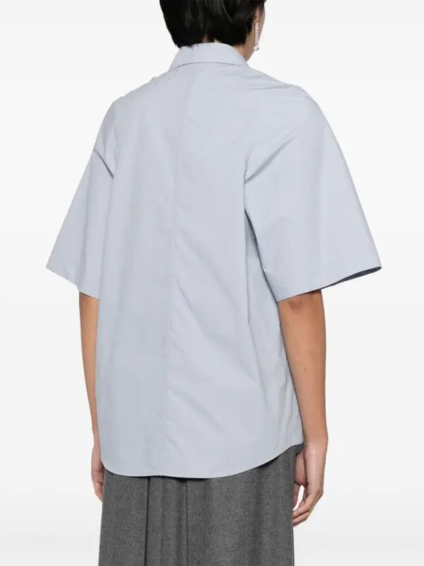 LOW CLASSIC Pointed-collar Cotton Shirt - Blue