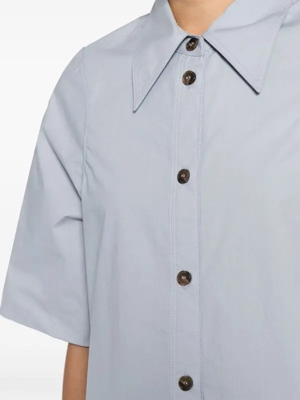 LOW CLASSIC Pointed-collar Cotton Shirt - Blue