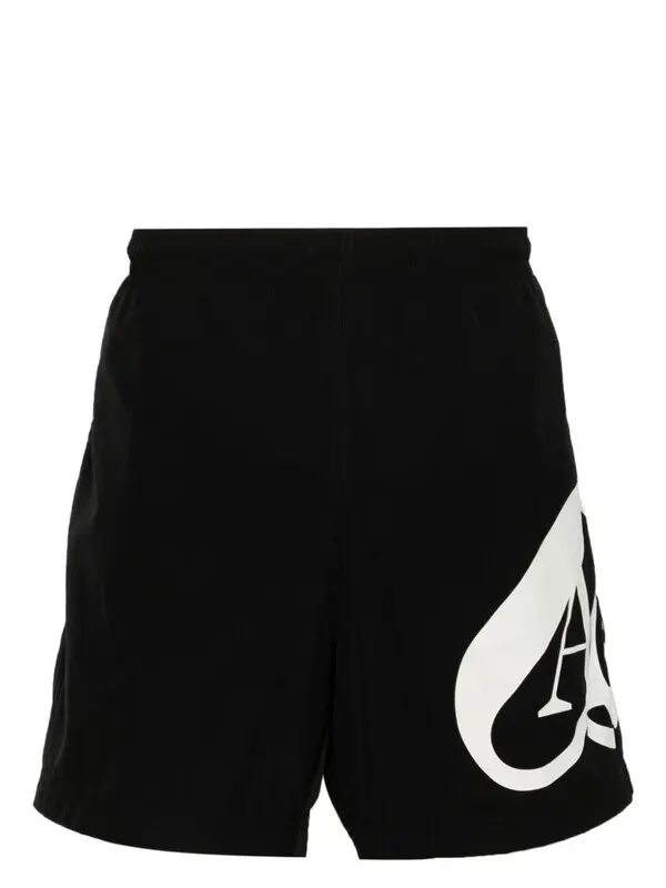 Alexander McQueen Seal-print Swim Shorts - Black