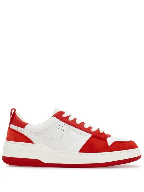 FERRAGAMO Panelled Leather Sneakers - Red