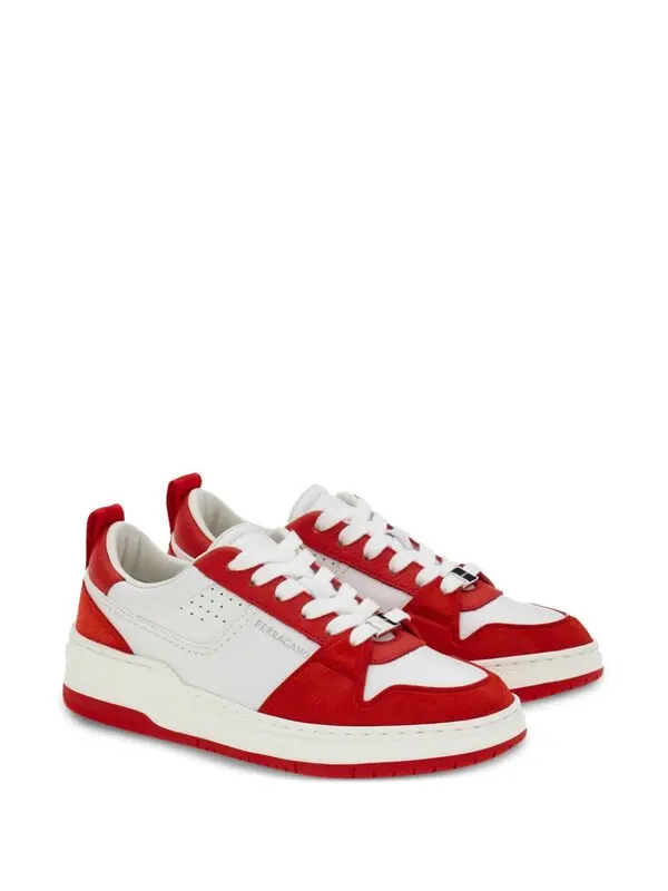 FERRAGAMO Panelled Leather Sneakers - Red