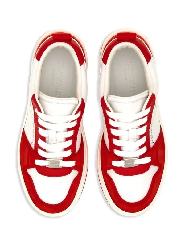 FERRAGAMO Panelled Leather Sneakers - Red