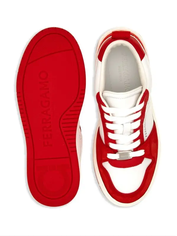 FERRAGAMO Panelled Leather Sneakers - Red