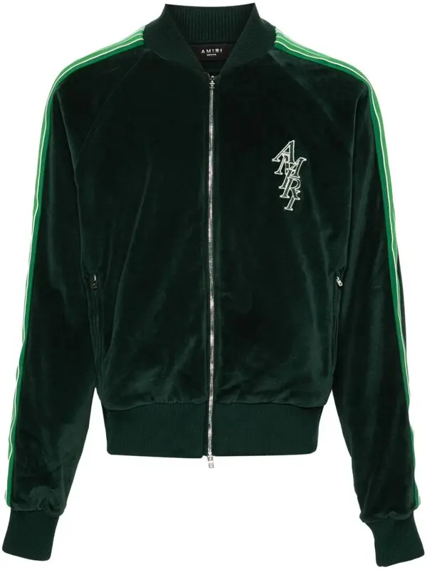 Amiri Stack Monogram Velvet Jacket - Green