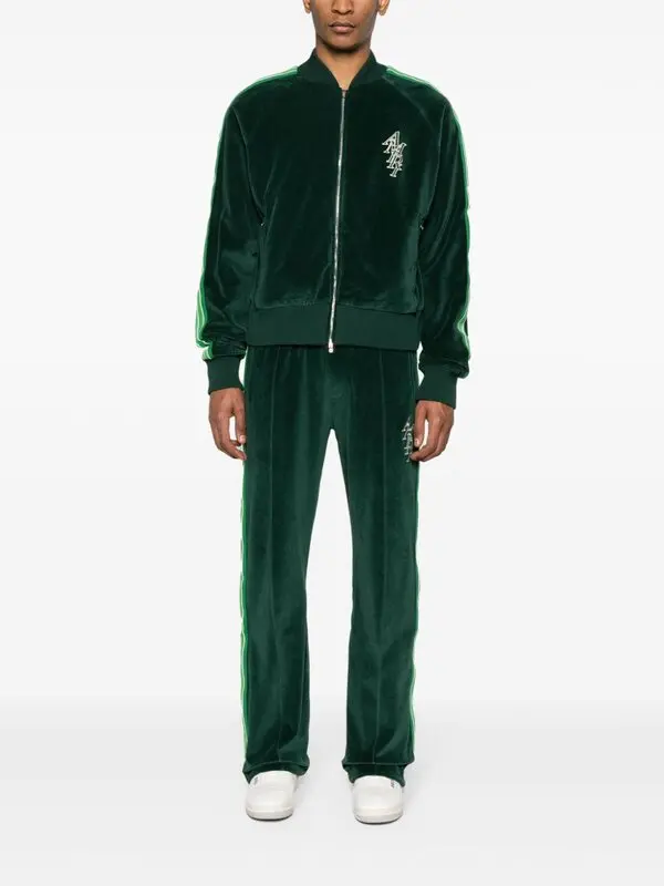 Amiri Stack Monogram Velvet Jacket - Green