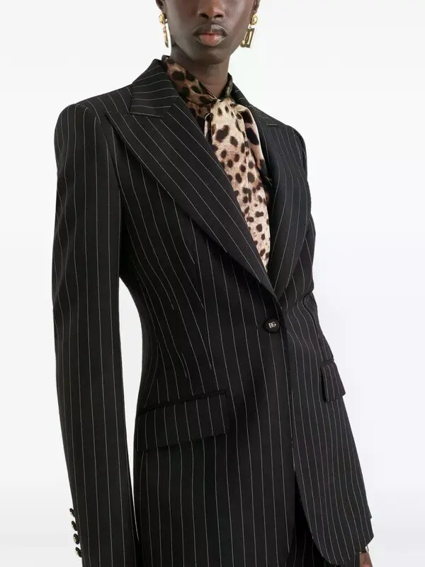 Dolce & Gabbana Pinstriped Single-breasted Blazer - Black