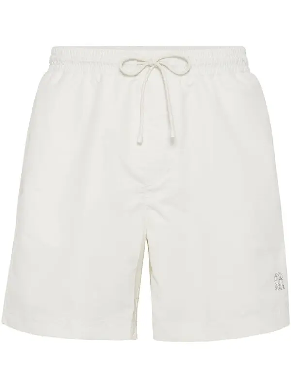 Brunello Cucinelli Logo-embroidered Swim Shorts - White