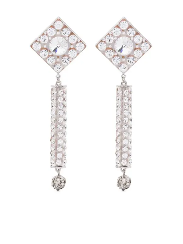 Alessandra Rich Crystal Pendant Clip-on Earrings - Silver