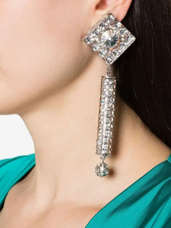 Alessandra Rich Crystal Pendant Clip-on Earrings
