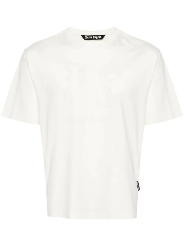 Palm Angels Monogram-embroidered Cotton T-shirt - White
