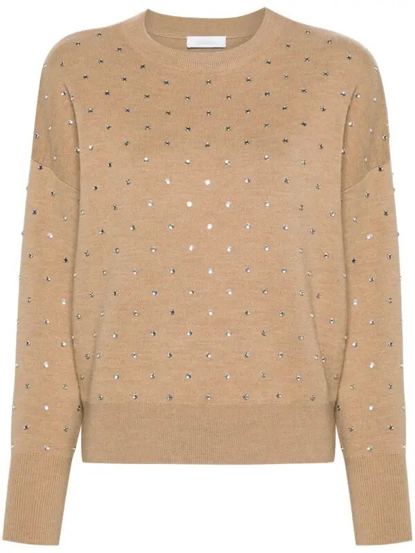 Rabanne Crystal-embellished Wool Jumper - Brown