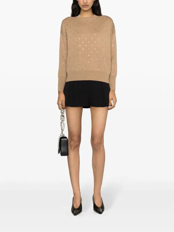 Rabanne Crystal-embellished Wool Jumper - Brown