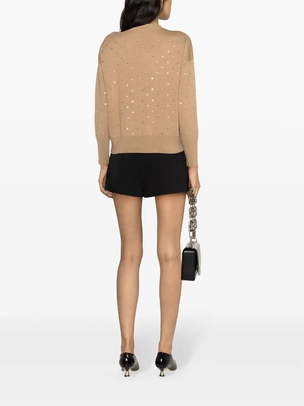 Rabanne Crystal-embellished Wool Jumper - Brown