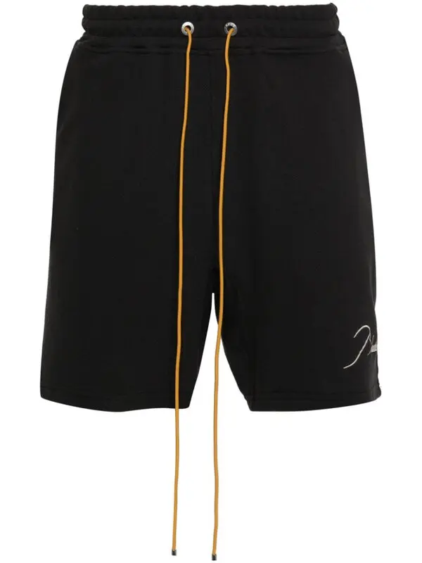 Rhude Logo-embroidered Piqué Shorts - Black