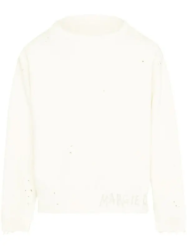 MAISON MARGIELA Cotton Crewneck Sweatshirt With Paint Splatter Detail