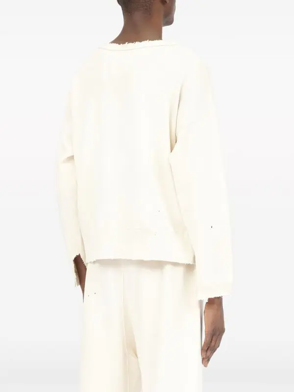 MAISON MARGIELA Cotton Crewneck Sweatshirt With Paint Splatter Detail