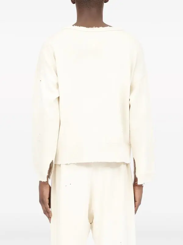 MAISON MARGIELA Cotton Crewneck Sweatshirt With Paint Splatter Detail