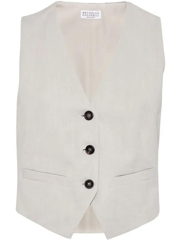 Brunello Cucinelli Linen-blend Waistcoat - Grey