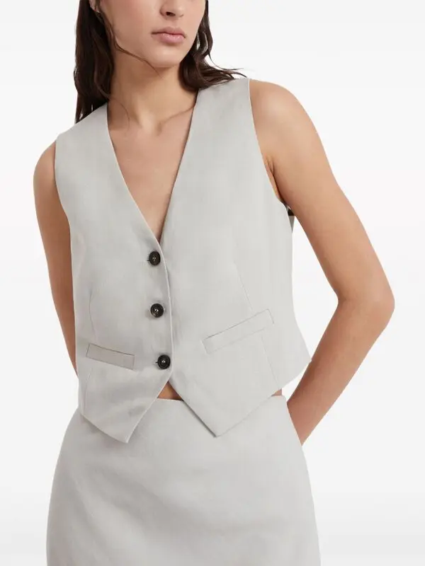Brunello Cucinelli Linen-blend Waistcoat - Grey
