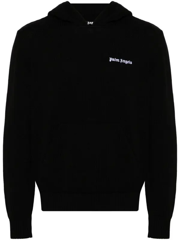 Palm Angels Logo-embroidered Knitted Hoodie