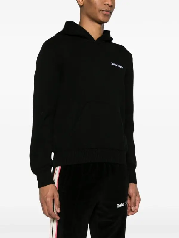 Palm Angels Logo-embroidered Knitted Hoodie