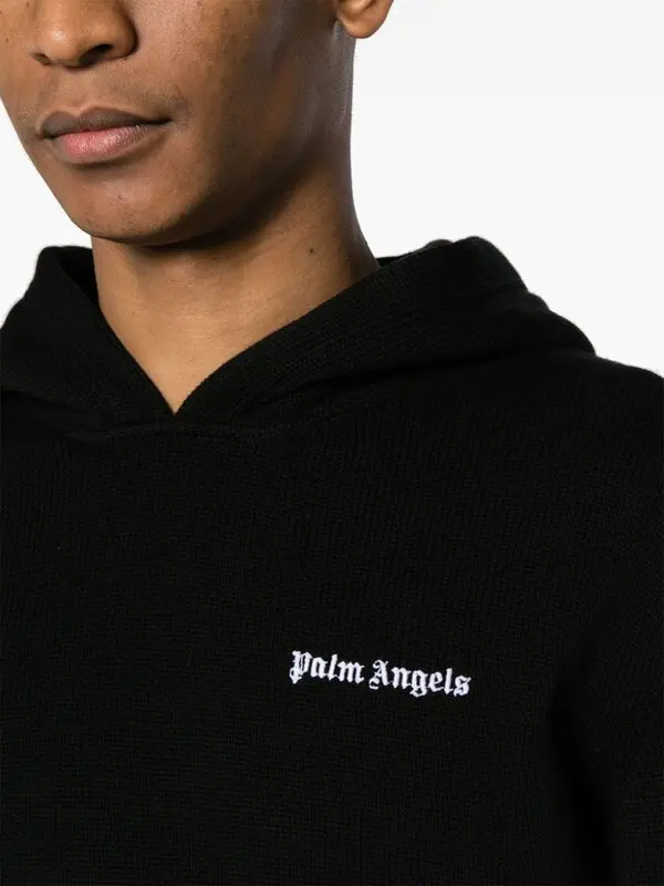 Palm Angels Logo-embroidered Knitted Hoodie