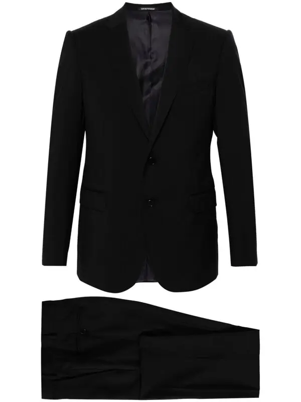 Emporio Armani Single-breasted Virgin Wool Suit - Blue