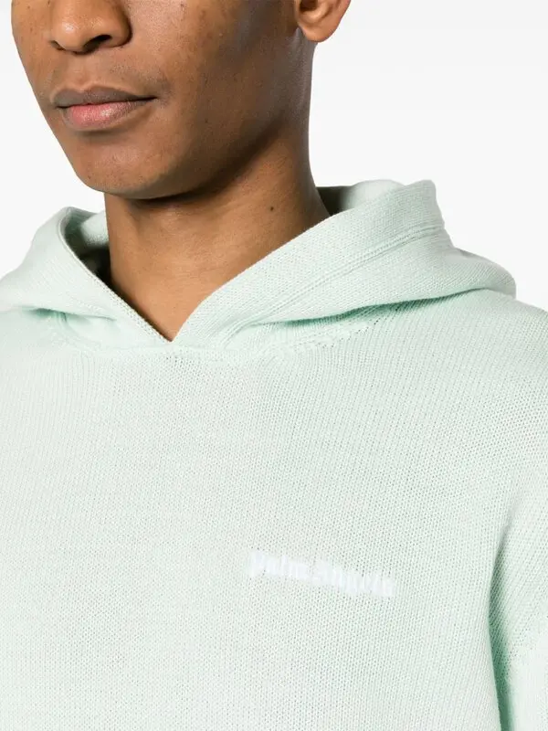 Palm Angels Logo-embroidered Knitted Hoodie