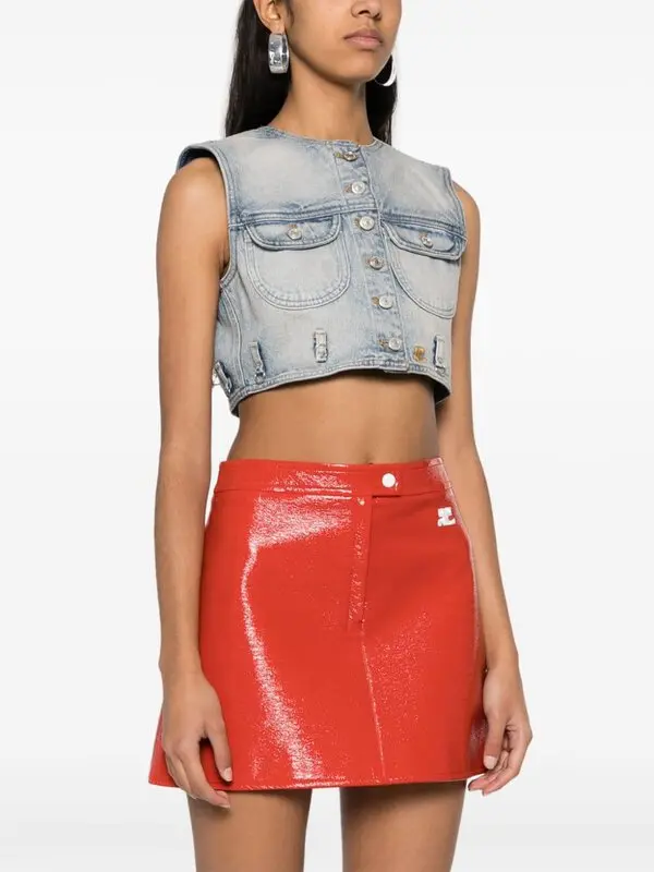 COURREGES Cropped Denim Vest - Blue