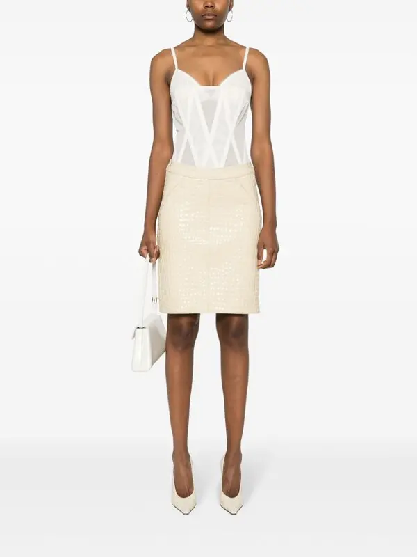 TOM FORD Patent Crocodile-embossed Mini Skirt - Neutrals