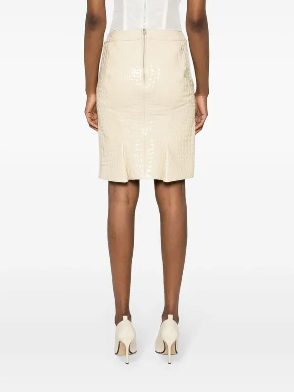 TOM FORD Patent Crocodile-embossed Mini Skirt - Neutrals