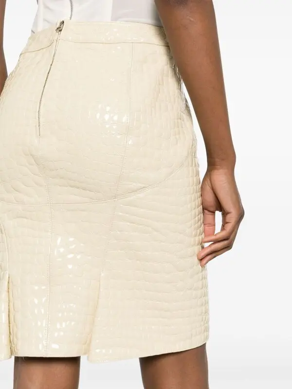 TOM FORD Patent Crocodile-embossed Mini Skirt - Neutrals