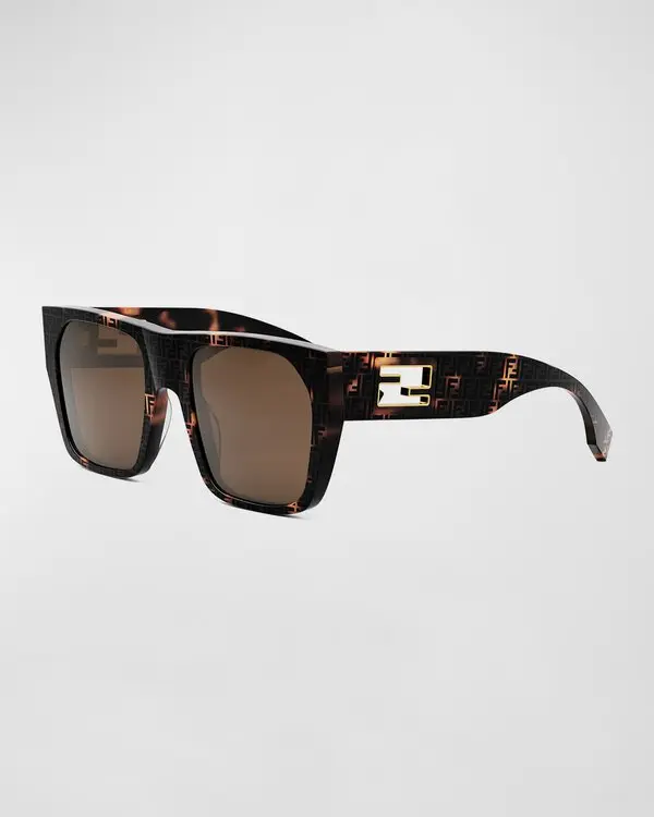 Fendi Baguette Acetate Shield Sunglasses - Havana