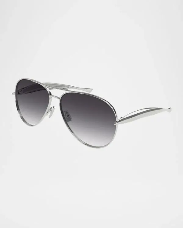 Bottega Veneta Metal Aviator Sunglasses - Silver